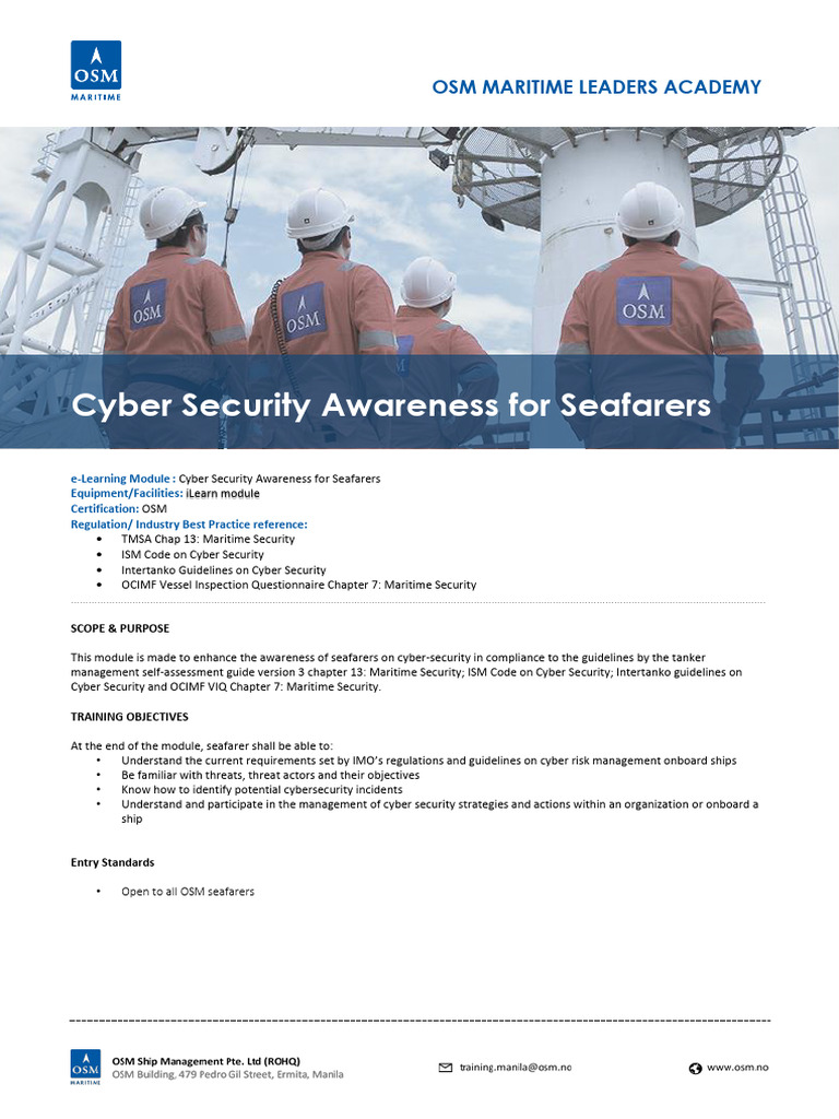 Cyber Security Awareness for Seafarers | PDF
