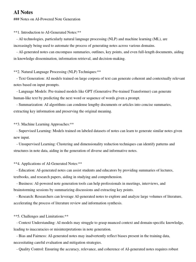 Ai Notes | PDF | Artificial Intelligence | Intelligence (AI) & Semantics