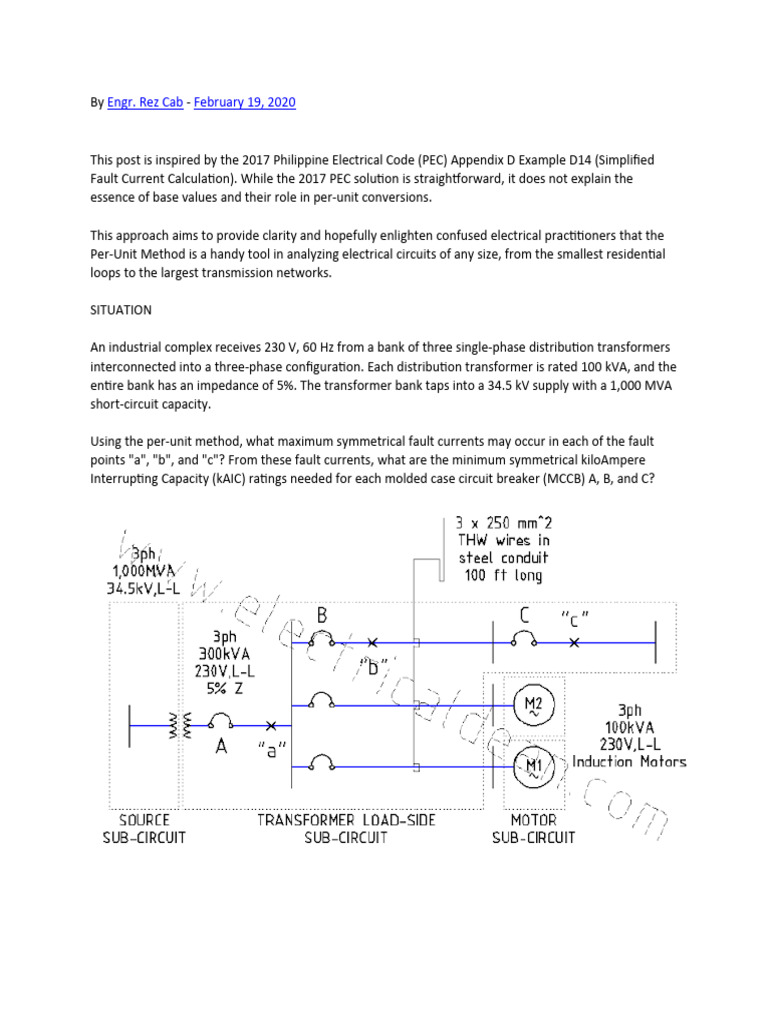 PEC 2017 Short Circuit Calculation Sample | PDF | Transformer | Electrical Network