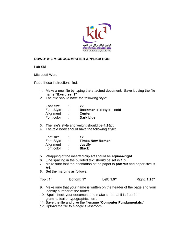 Lab Skill 1 - Word Processing | PDF | Personal Computers | Input/Output