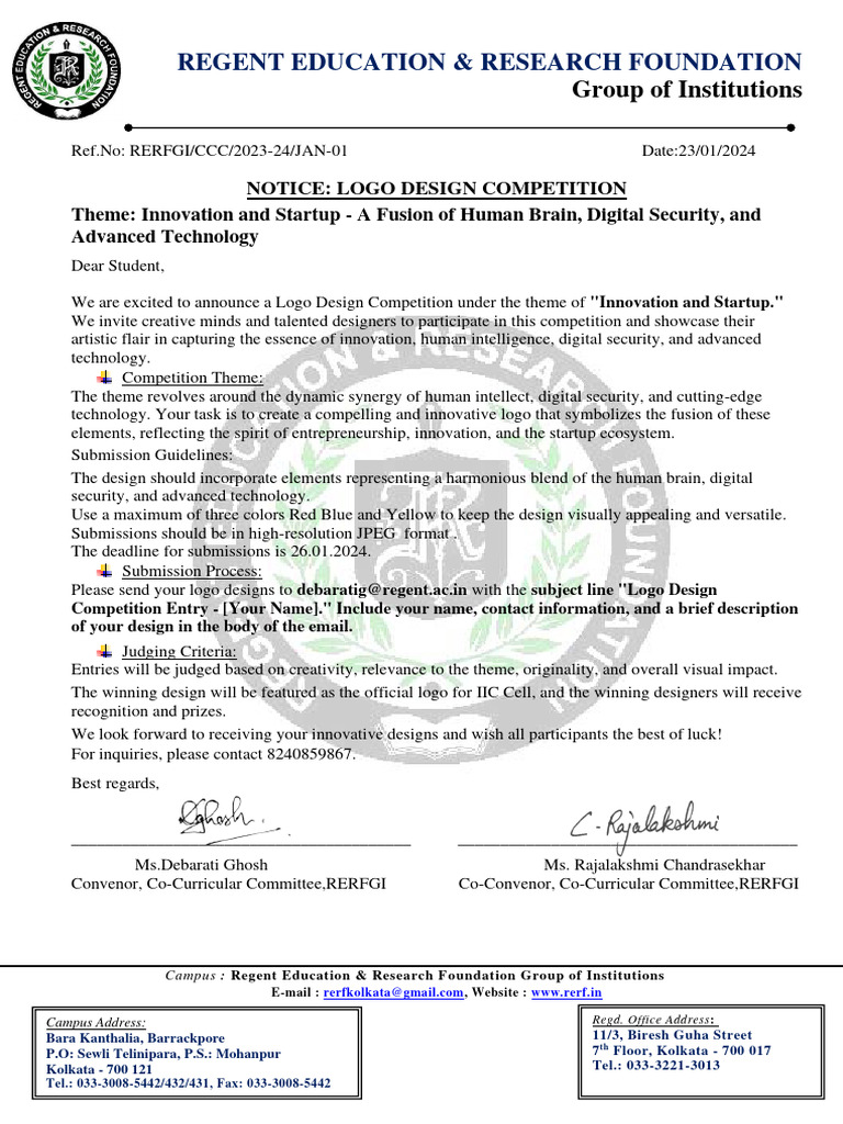 Logo Competition - Notice - 23-24 - Jan - 01 | PDF | Cognitive Science ...