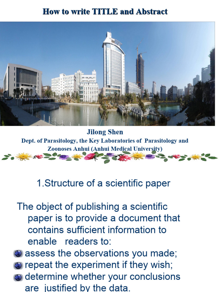 Lecture 3 How To Write Title & Abstract, INTRODUCTION and M&M ...