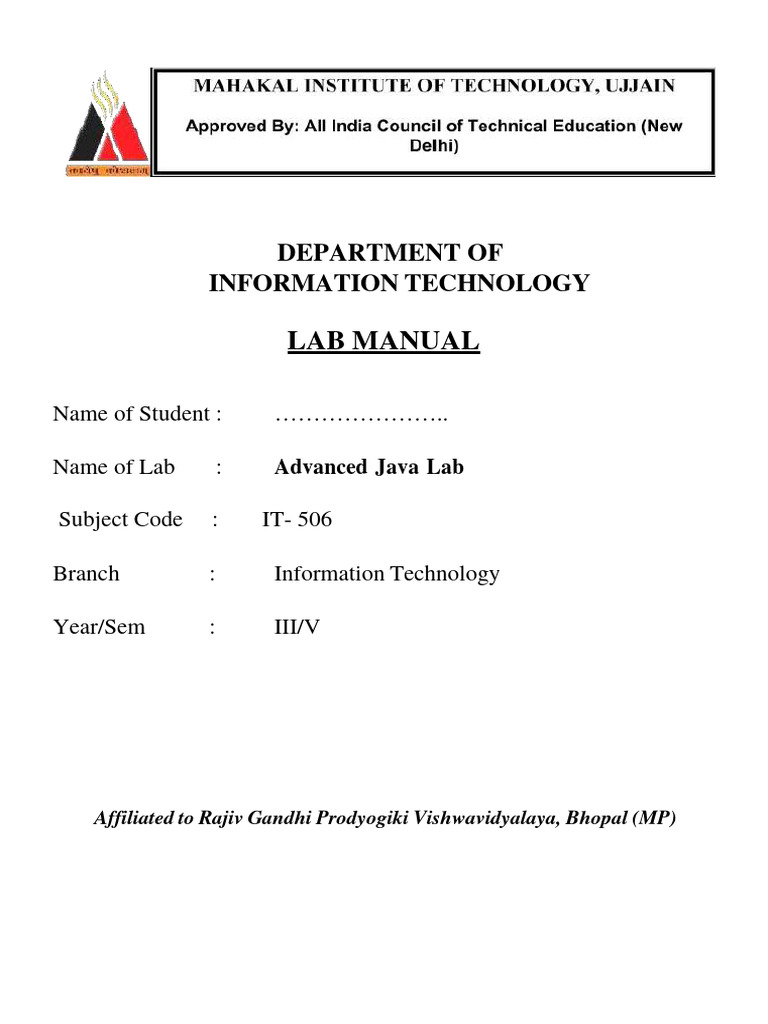 It 506 Advanced Java Lab Manual Updated Download Free Pdf Java Programming Language
