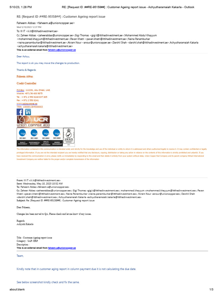 Customer Aging Report Approval | PDF