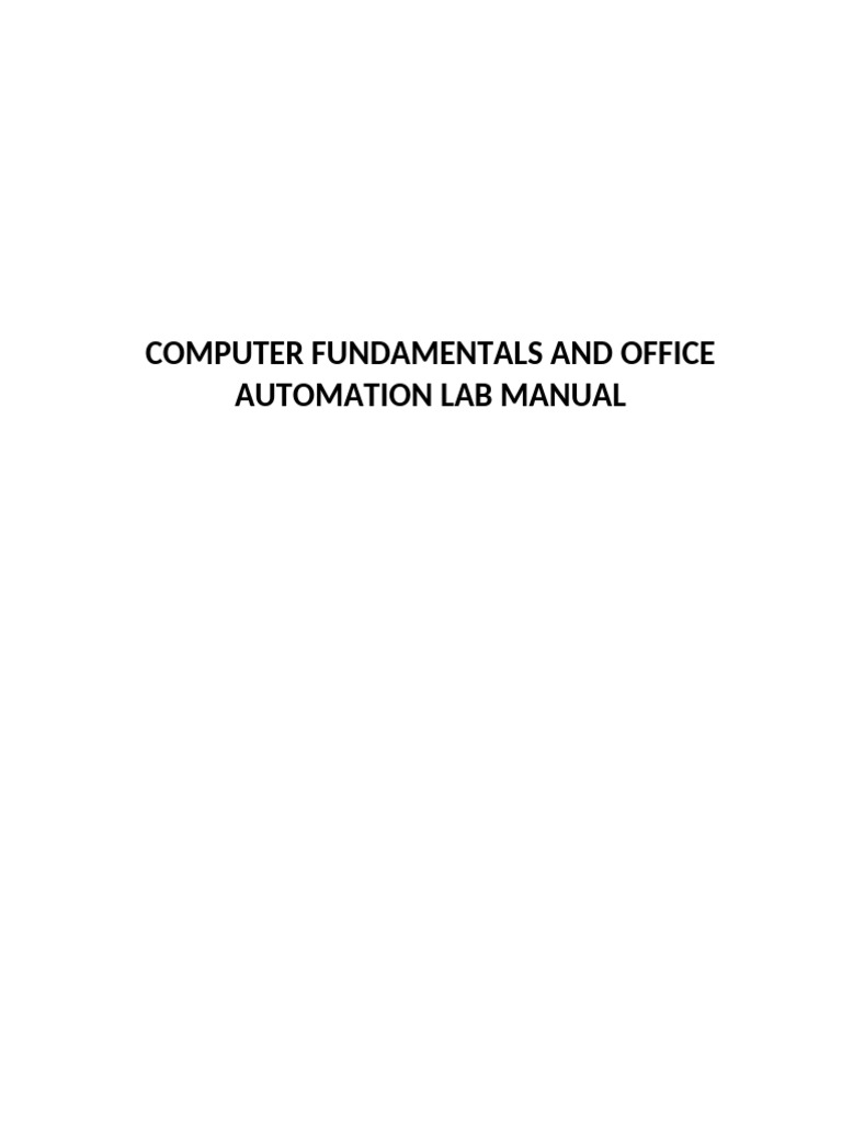 Computer Fundamentals and Ooffice Automation Lab Manual | PDF | Computer File | Microsoft Excel