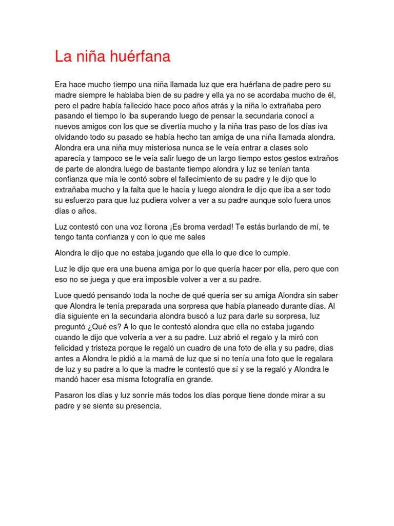 La niña huérfana Cuento | PDF