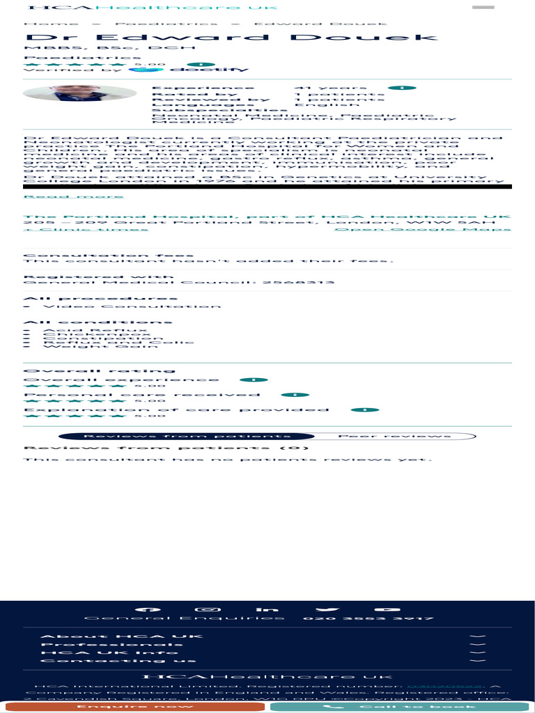 Edward Douek - Private Paediatrics Specialist HCA UK | PDF