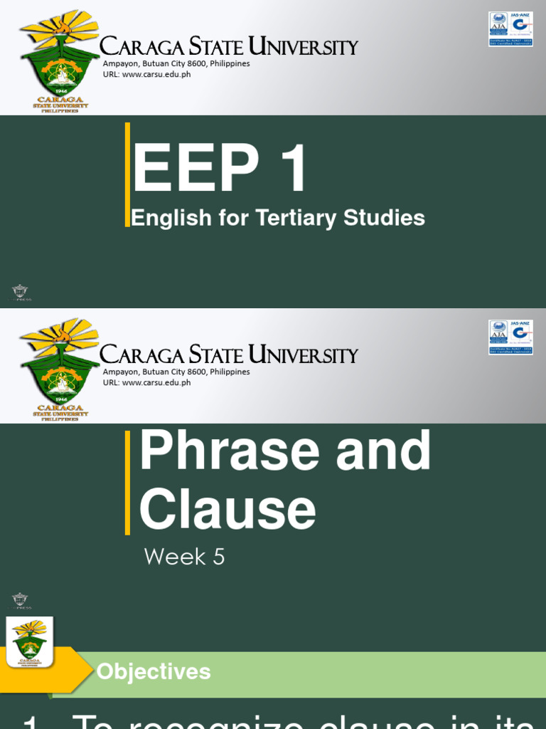 D1. EEP 1 (Week 5- PowerPoint Presentation)_f641e6686e75dc6a018ea91af0f22b90 | PDF | Clause | Verb