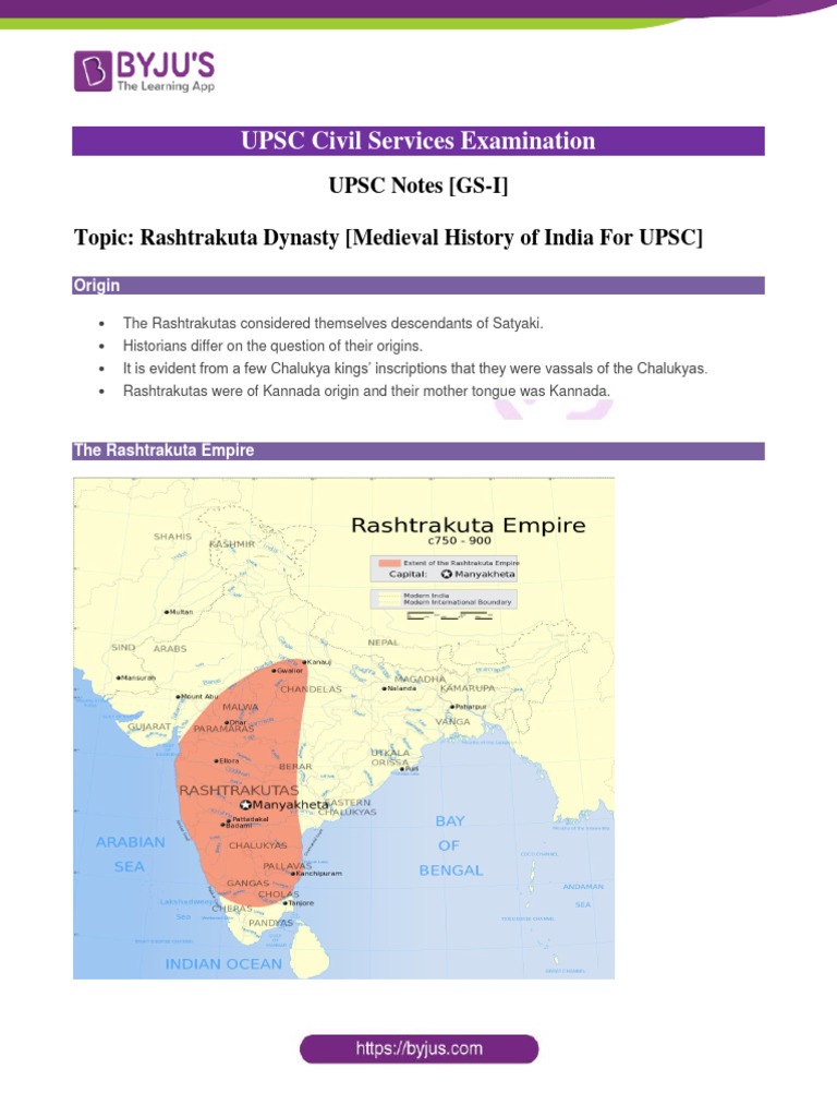 Rashtrakuta Dynasty Medieval History of India For UPSC | PDF