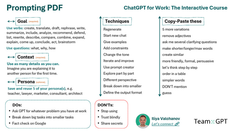 2.1. Prompting PDF - Team-GPT | PDF | Career & Growth | Language Arts & Discipline