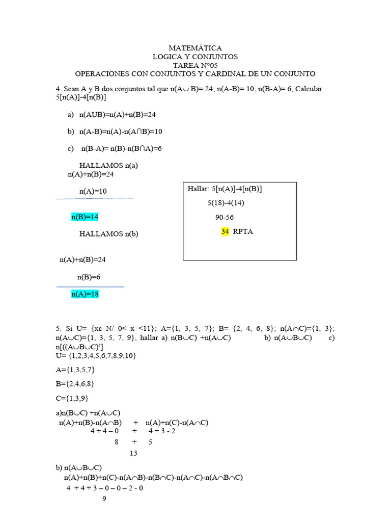 Tarea de Mate #5 | PDF | Matemáticas