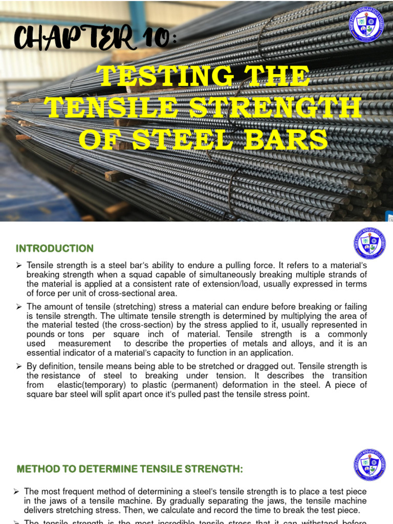 Chapter 10 Testing The Tensile Strength of Steel Bars | PDF | Strength ...