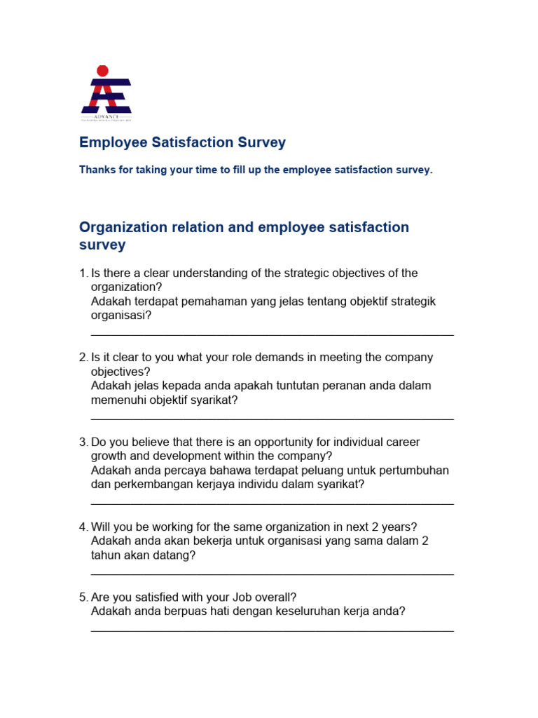 AEMSB - Employee Satisfaction Survey | PDF | Job Satisfaction | Business