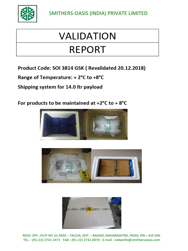 Validation Report - GSK Logistics - Revalidated On 20.12.2018 | PDF