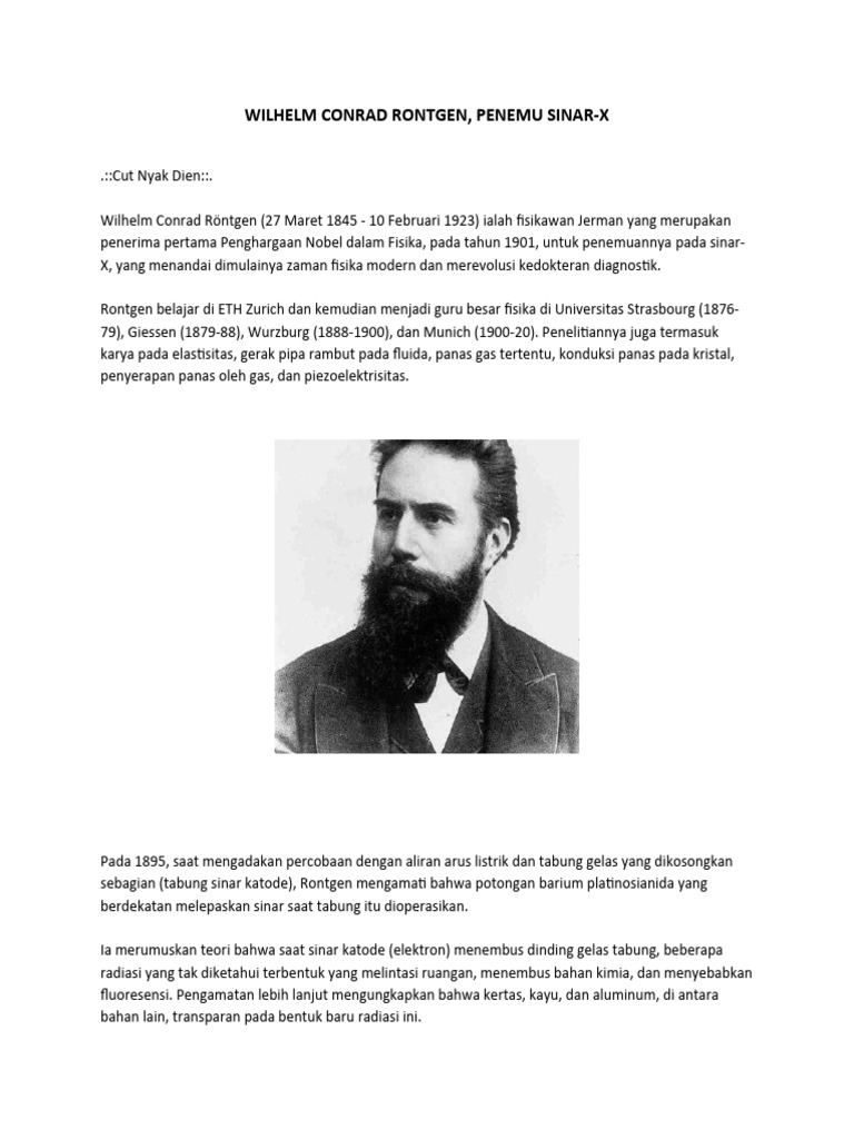 Wilhelm Conrad Rontgen | PDF | Sains & Matematika