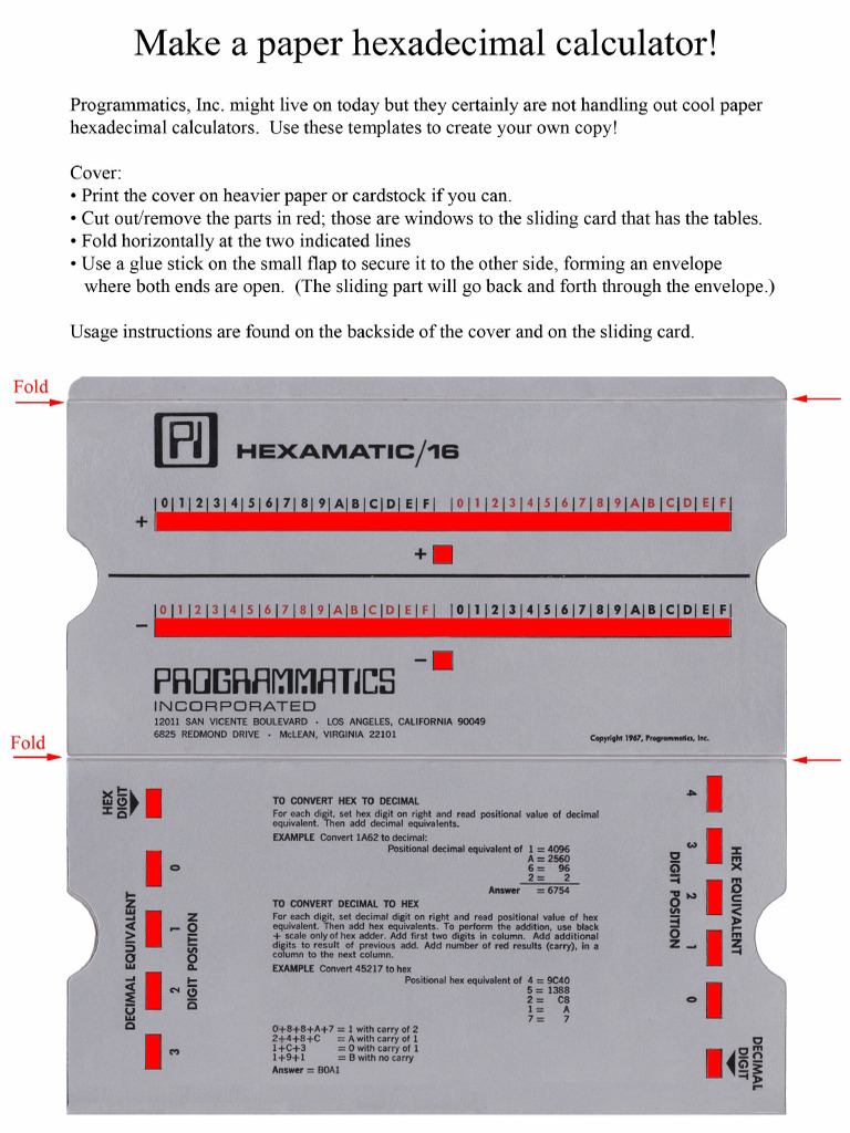 Programmatics Paper Hex Calculator | PDF