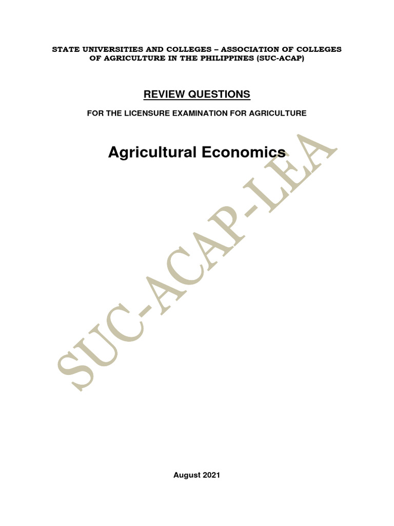 LEA - Ag Econ - Review Questions - 23sept2021 | PDF | Elasticity ...