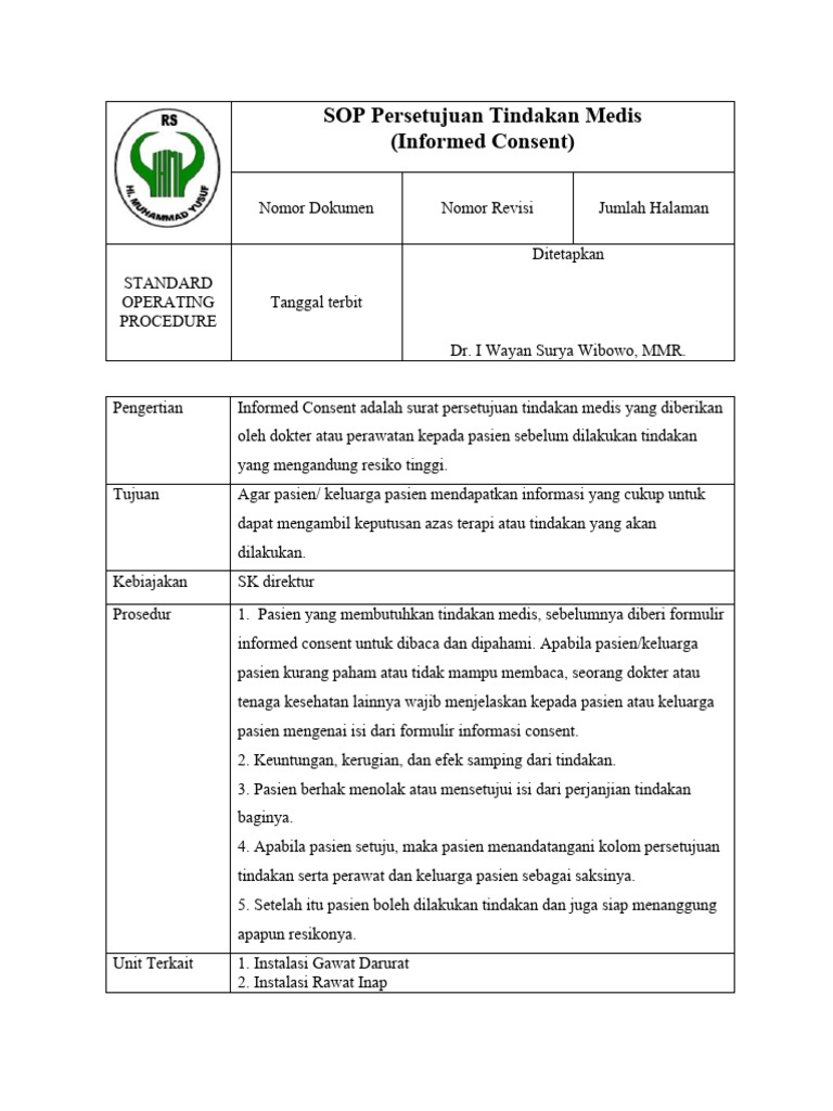 SOP Informed Consent Tindakan Medis | PDF
