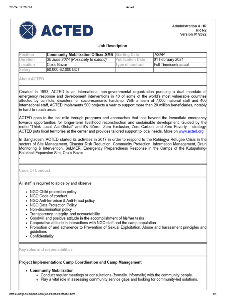 Community Mobilization Officer-SMS | PDF