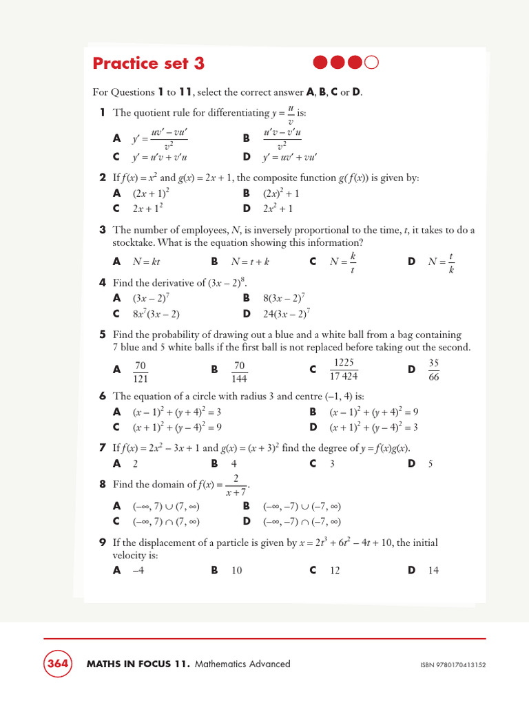 Practice Set 3 | PDF | Slope | Tangent