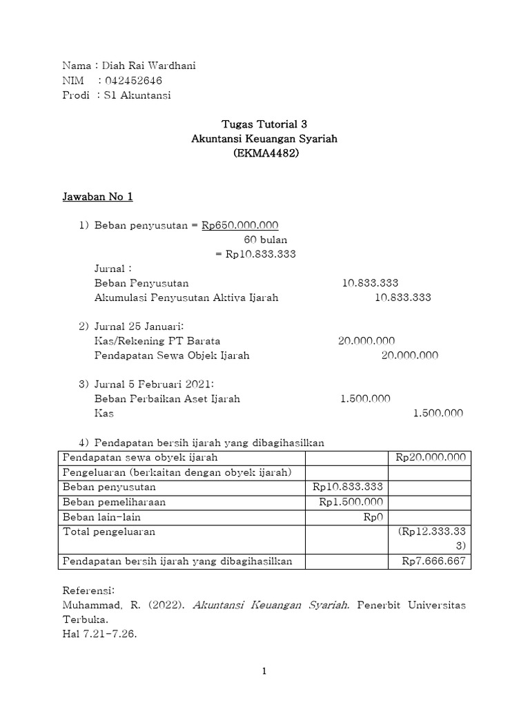 Tugas 3-Akuntansi Keuangan Syariah | PDF