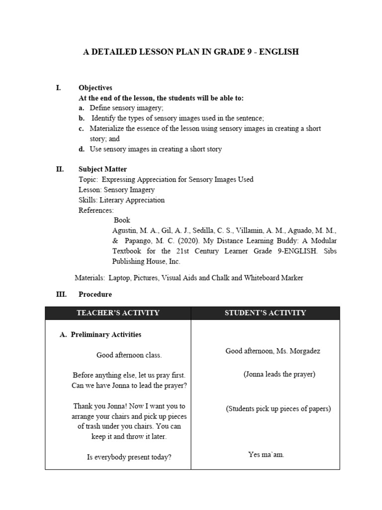 Lesson Plan - 2022 | Download Free PDF | Senses | Lesson Plan