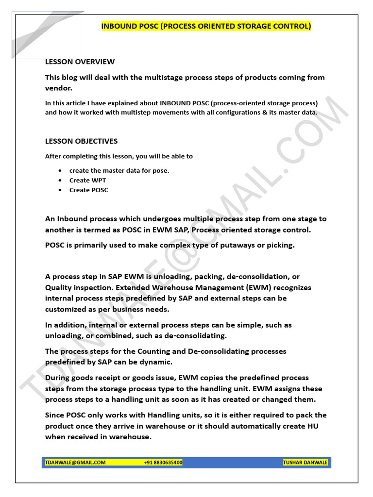 Sap Ewm Posc | PDF | Warehouse | Computing