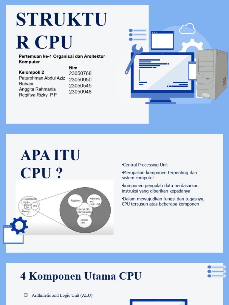 Tugas Organisasi Dan Arsitektur Komputer (Struktur CPU) Kelompok 2 | PDF