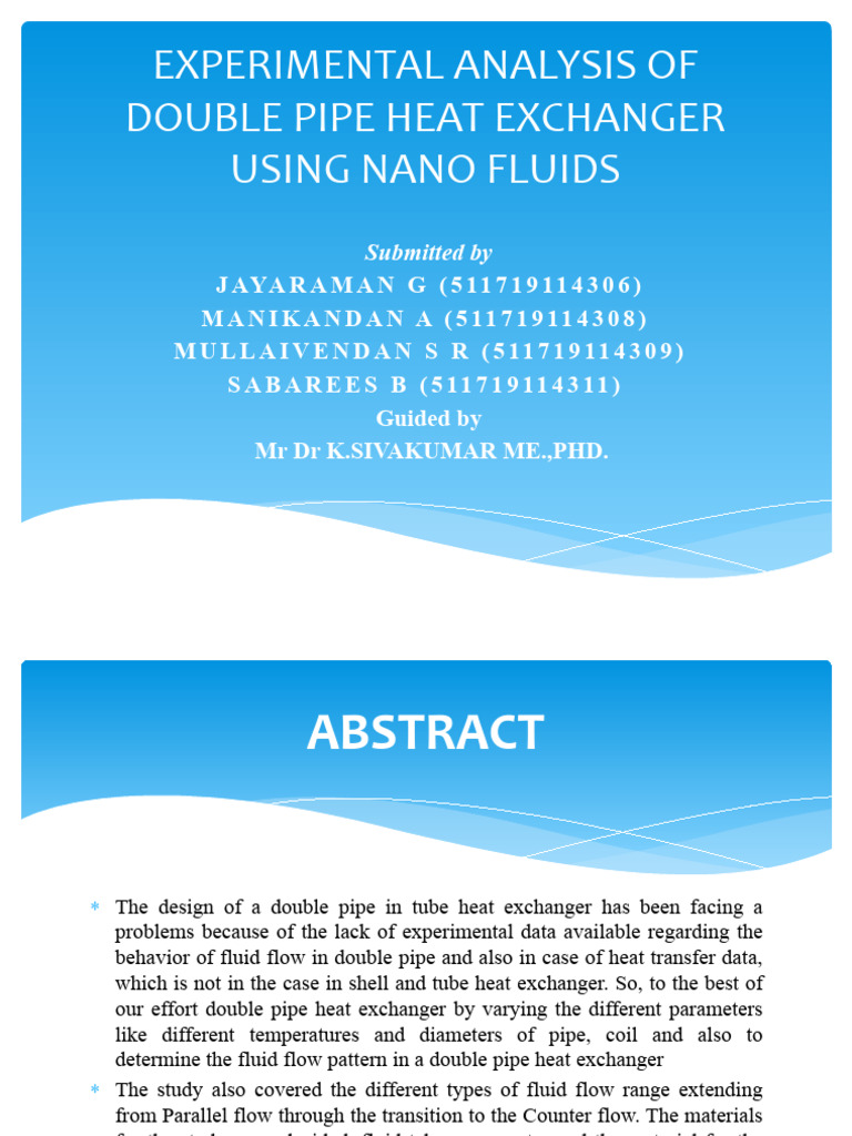 Experimental Analysis Of Double Pipe Heat Exchanger Using Final Pdf