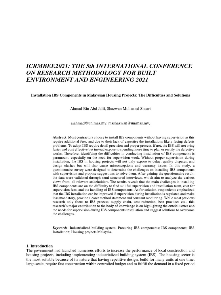 Installation IBS Components in Malaysian | PDF | Quality Assurance ...