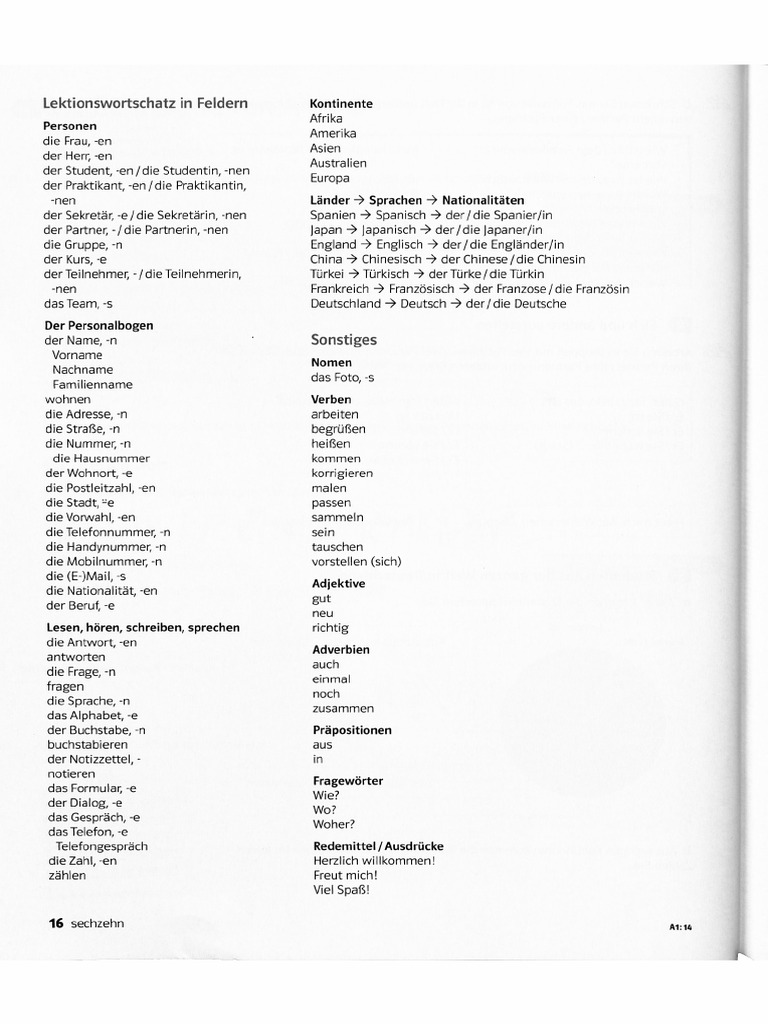 DaF Kompakt A1 - B1. Wortschatz | PDF