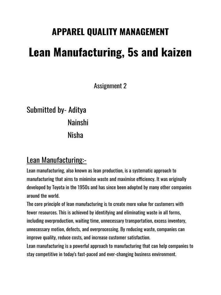 5 S and Kaizen | Download Free PDF | Lean Manufacturing | Business