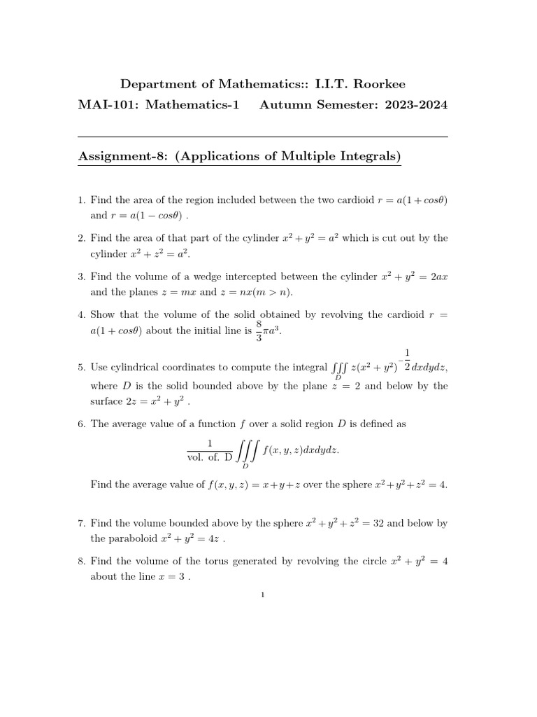 Assignment08 MAI101 | PDF | Mathematical Analysis | Mathematical Objects