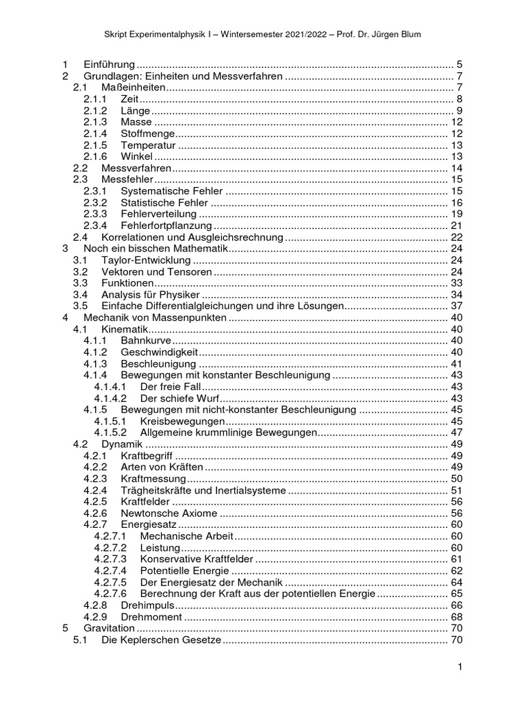 Skript Experimentalphysik 1 | PDF
