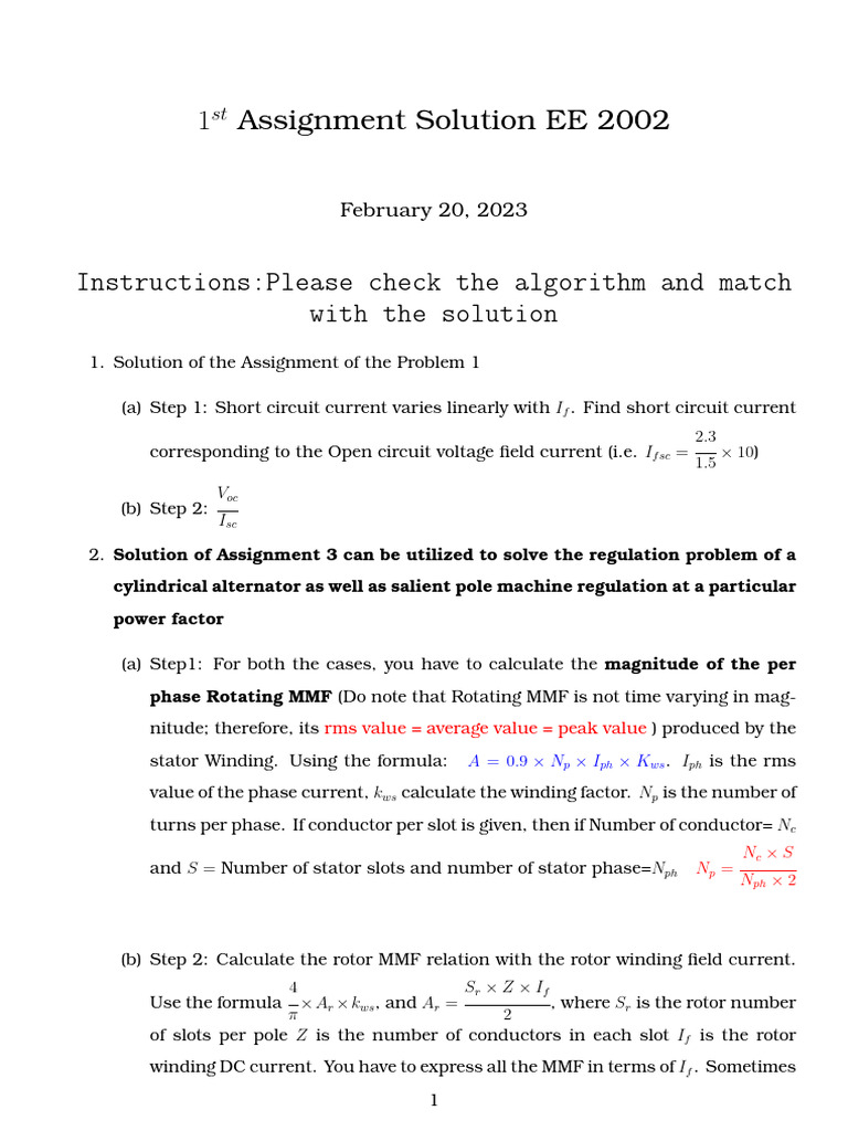 EE 2002 Assignment Solutions Guide | PDF | Electromagnetism | Electricity