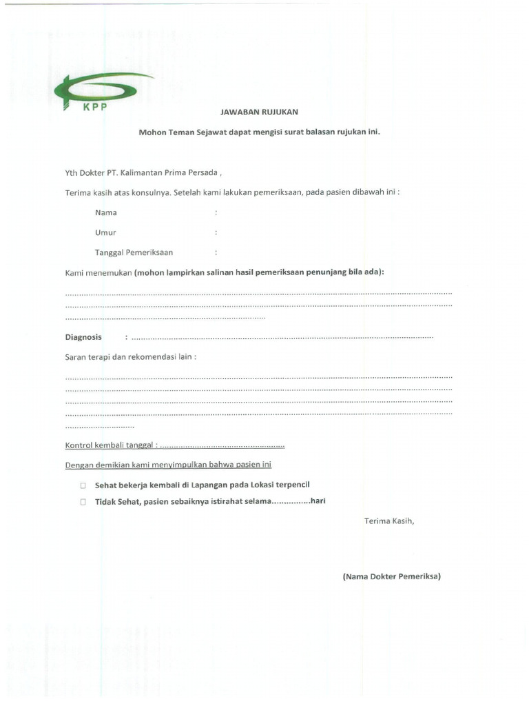 Form Surat Jawaban Rujukan | PDF