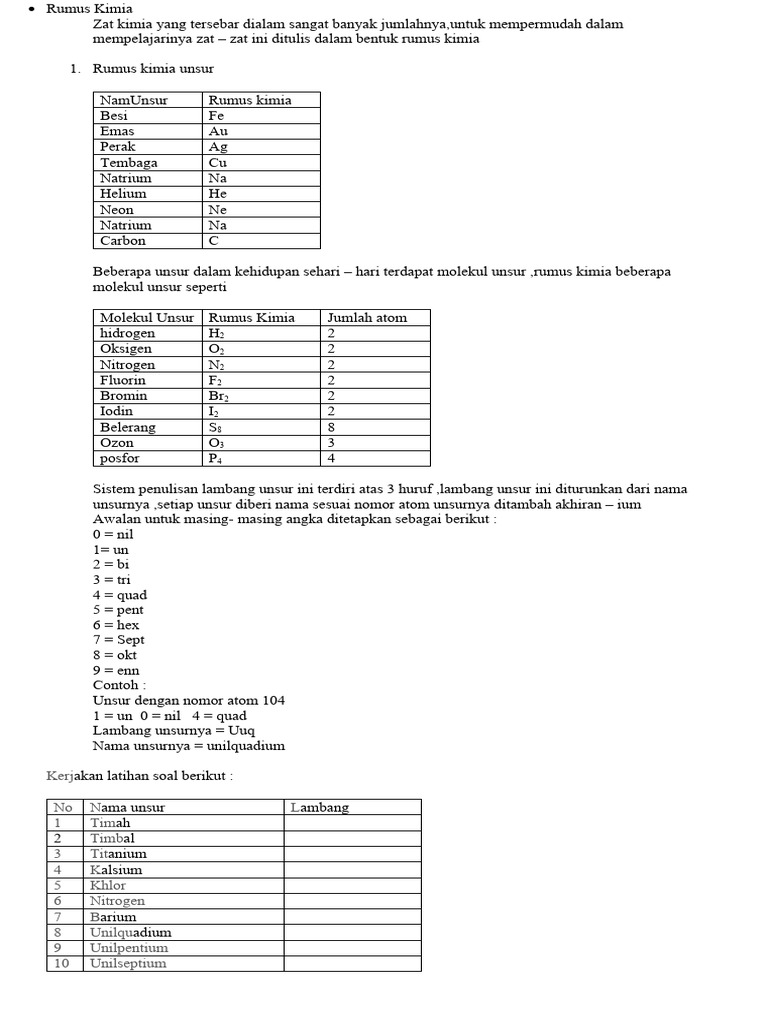 Materi Tata Nama Senyawa Anorganik | PDF