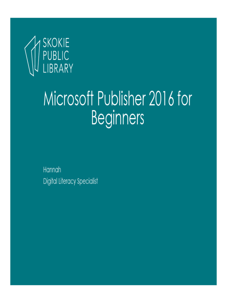 MS Publisher 2016 For Beginners - Presentation | PDF | Microsoft Word ...