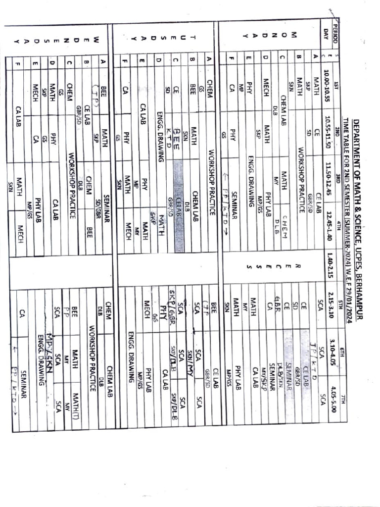 2nd Sem Time Table (Summer-2024) | PDF