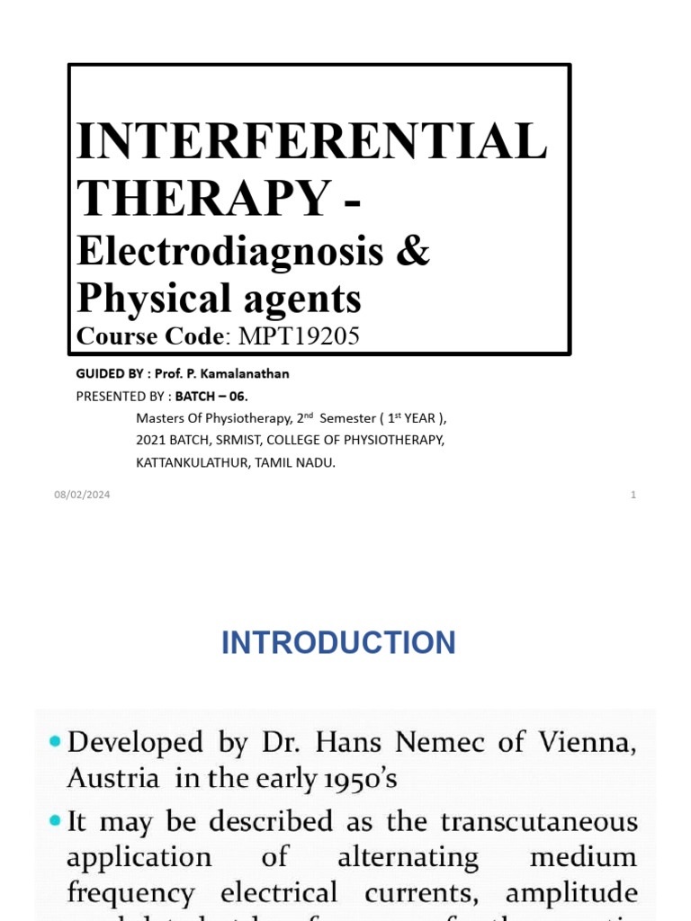 Interferential Therapy Overview | PDF | Pain | Nerve