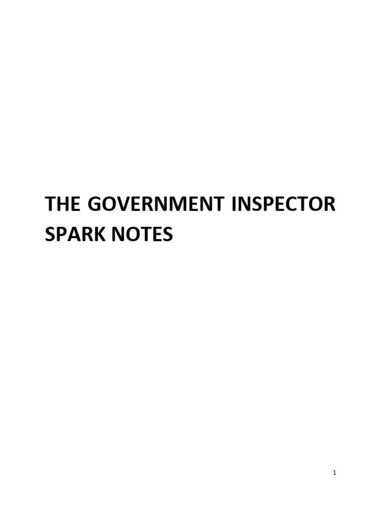 The Government Inspector Spark Notes | PDF | Nikolai Gogol
