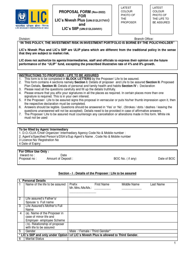 ULIP Policy Proposal Guide | PDF | Insurance | Life Insurance