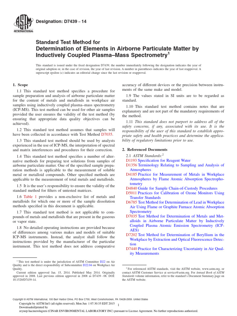 Astm D 7439 | PDF | Sulfuric Acid | Materials