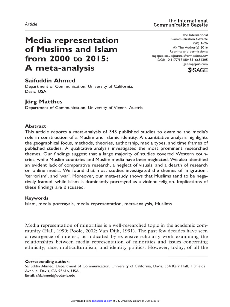 Media Representation of Muslims: 2000-2015 | PDF | Islamophobia ...
