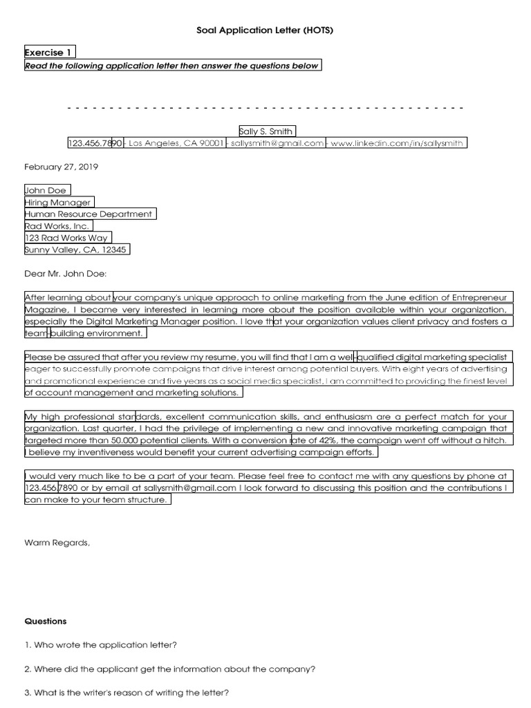 Soal Application Letter (1) | PDF