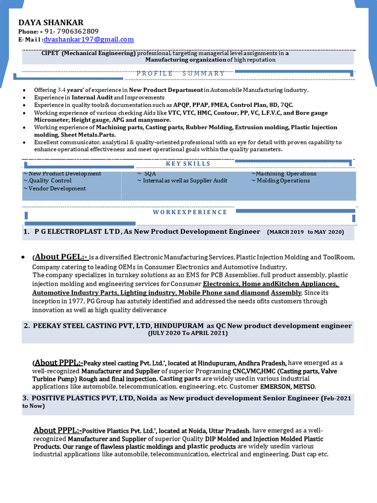 New Product Development Engineer Profile | PDF | Engineering ...