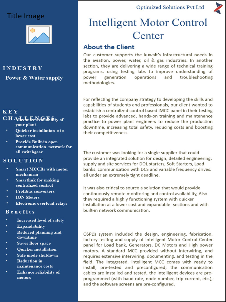 Case Study IMCC Panel | PDF | Electrical Wiring | Electric Motor