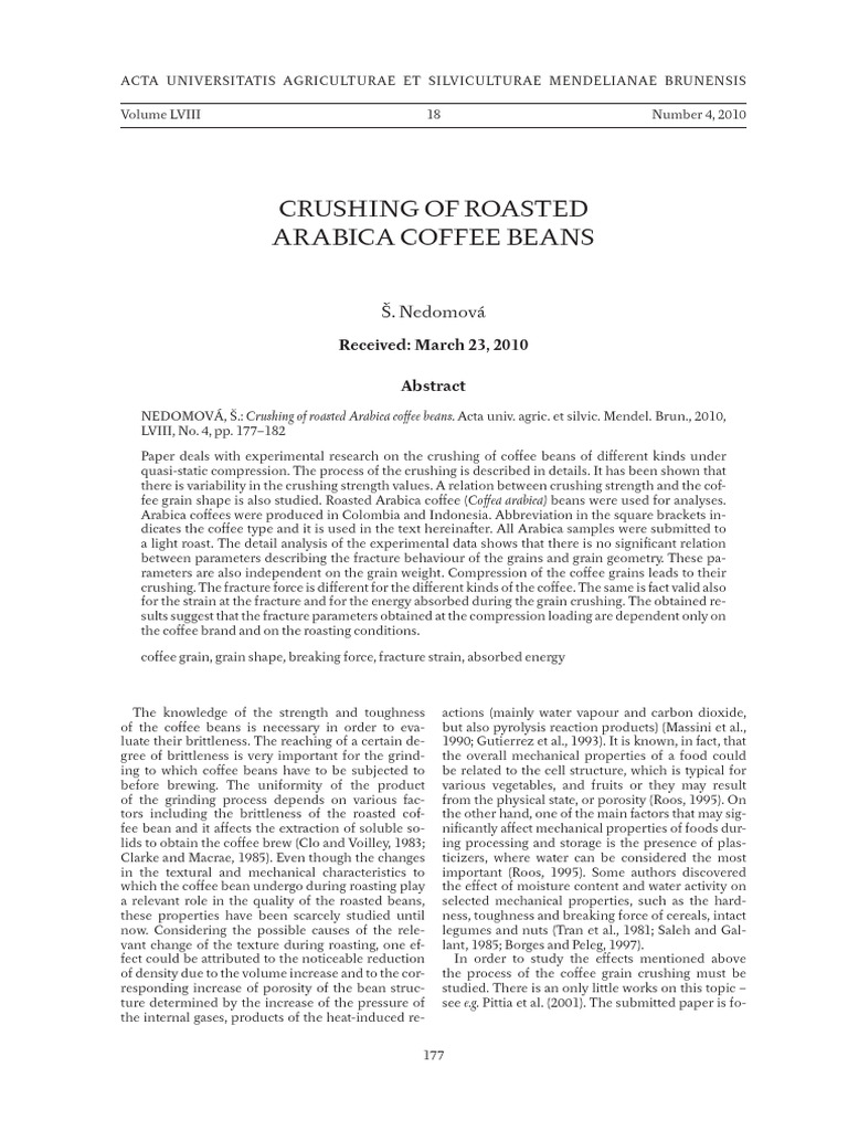 Crushing of Roasted Beans | PDF | Coffee | Fracture