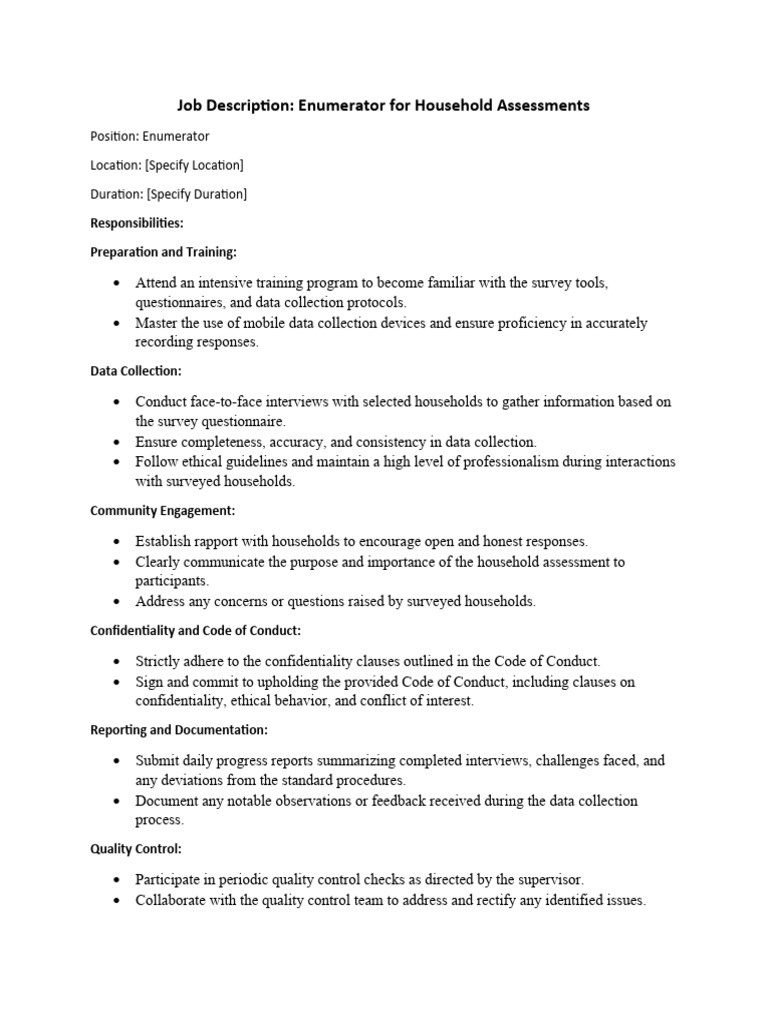 Enumerator Role for Surveys | PDF | Data Collection | Communication