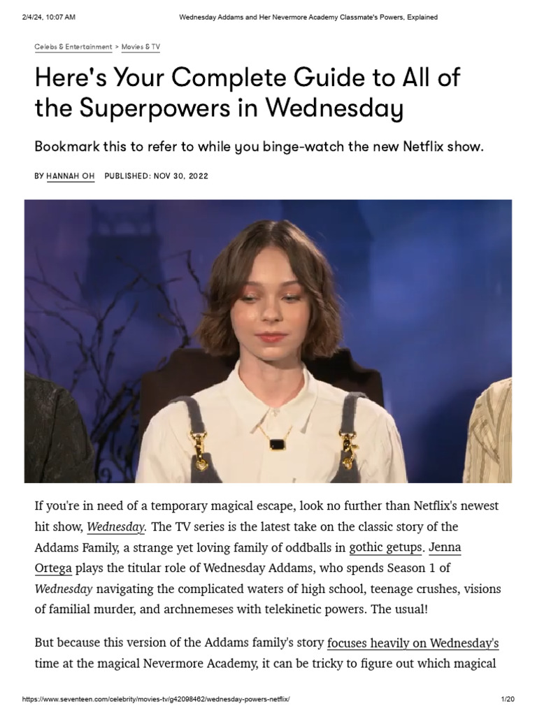Wednesday Addams and Her Nevermore Academy Classmate's Powers ... Wednesday Addams and Her Nevermore Academy Classmate's Powers ...